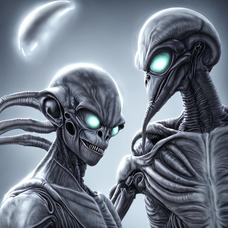 Grey alien, Xenomorph, hyper-realistic, full body po...