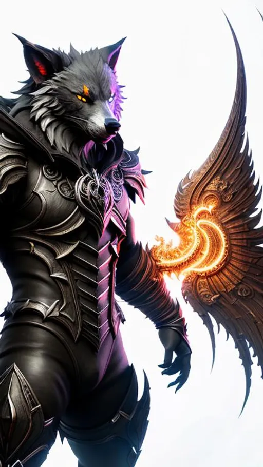 Splash art, a werwolf head full body, front, ((whit... | OpenArt