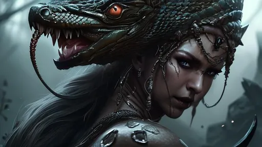 Serpent queen hyper realistic face extremely detaile...