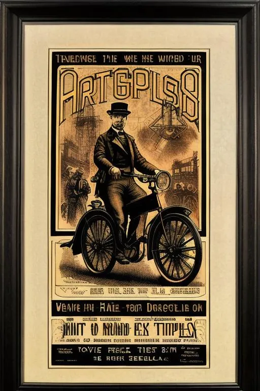 framed, early 1900s poster, steampunk, etching, hand... | OpenArt