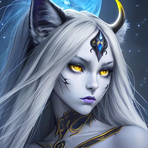 full body pose, ethereal, demon girl, dark blue and... | OpenArt