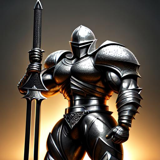 Body Builder Knight holding a Claymore, Highly Detai...