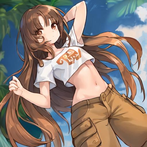 a fair skinned young girl, with long bright brown ha...