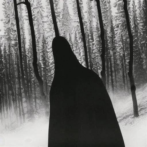 norwegian forest, noir, tall creepy figure in the di... | OpenArt