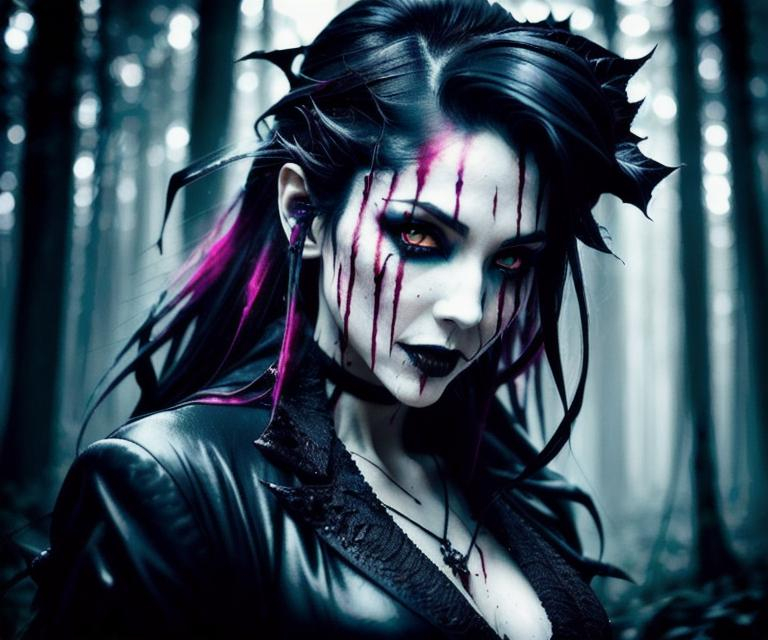 a horrible terrifying vampire in the woods: inkblot... | OpenArt