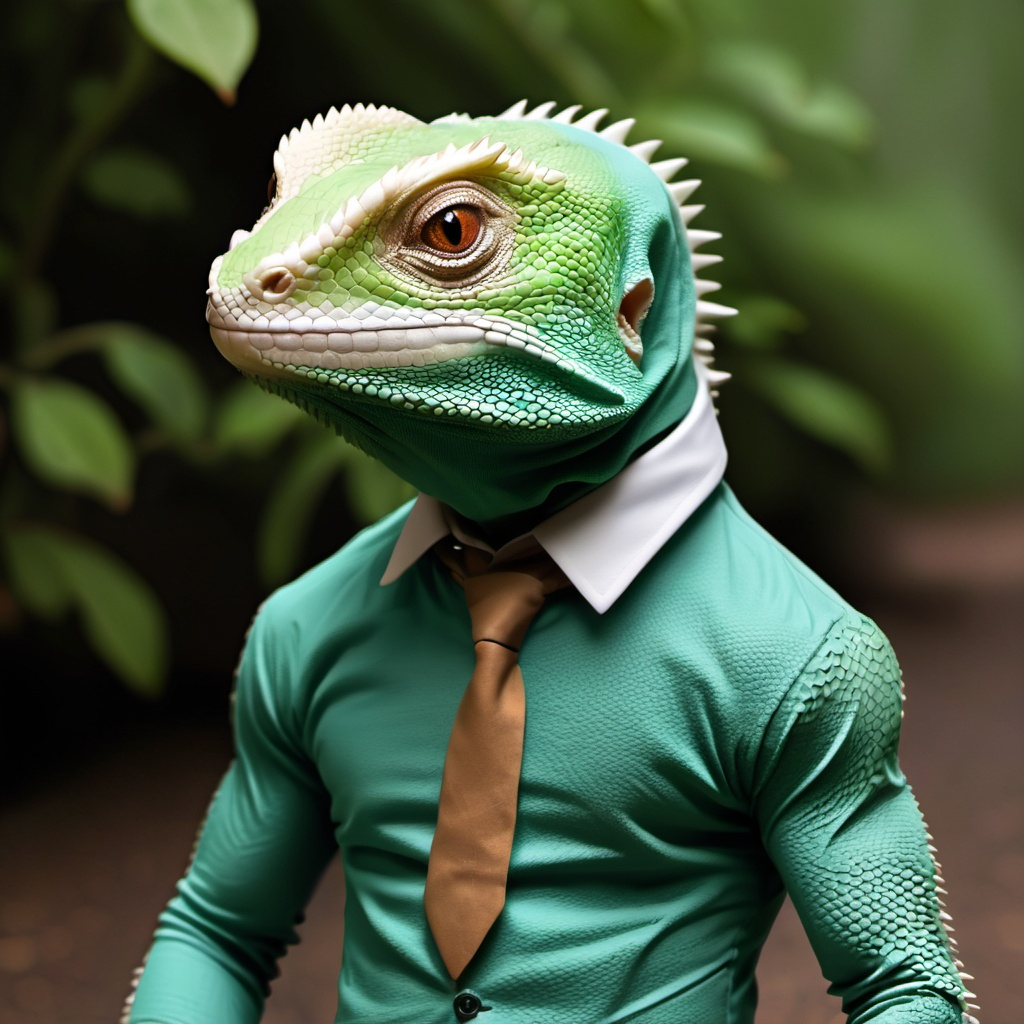 make a photo of a lizard person