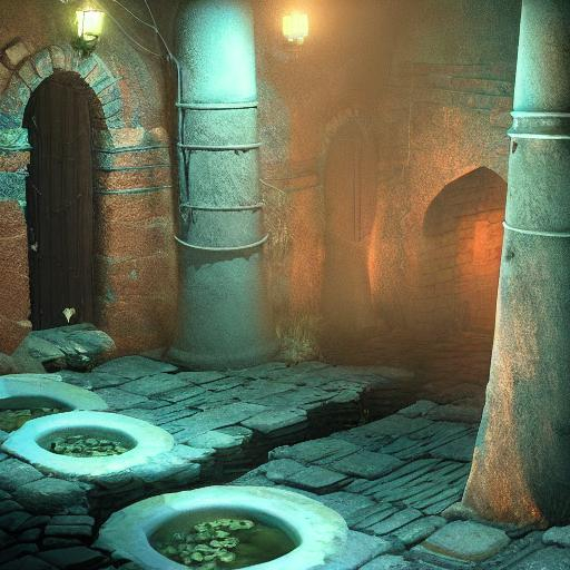 a fantasy rpg underground dungeon sewer with a water... | OpenArt