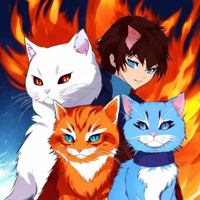 a fire and ice cat anime