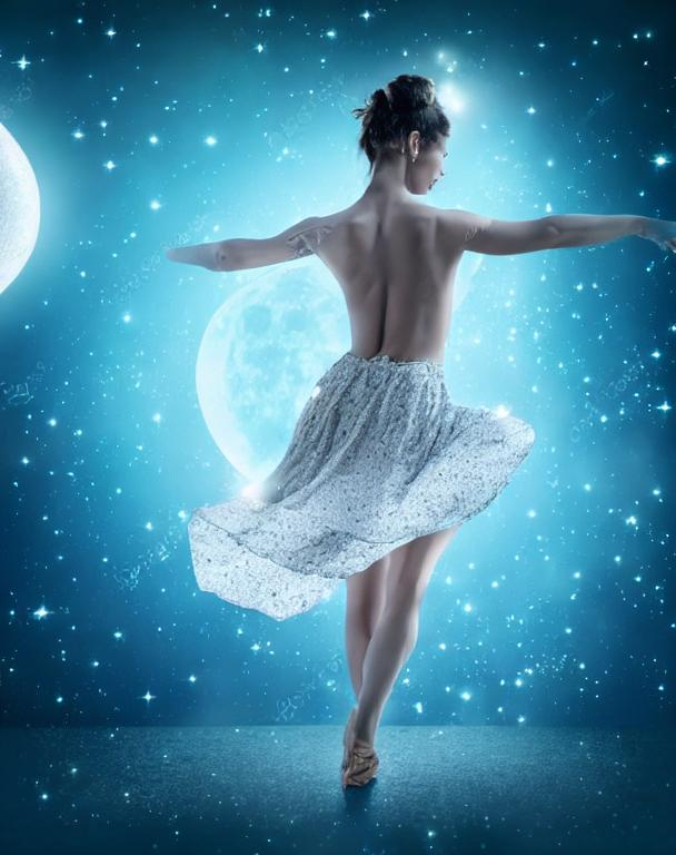 Beautiful woman dancing in starlight and moon | OpenArt