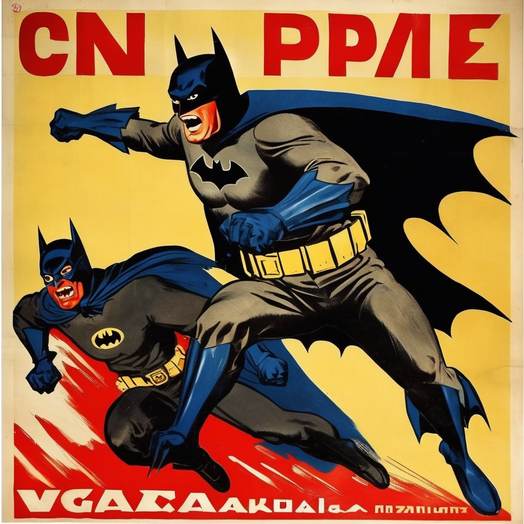 black phanter and batman, Soviet propaganda posters....