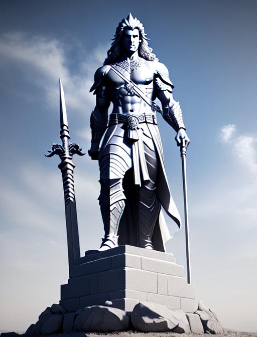 full body portrait of a rock sculpture of a male Dr...