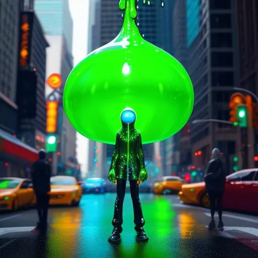 a green drippy oozing slime alien humanoid exploding... | OpenArt