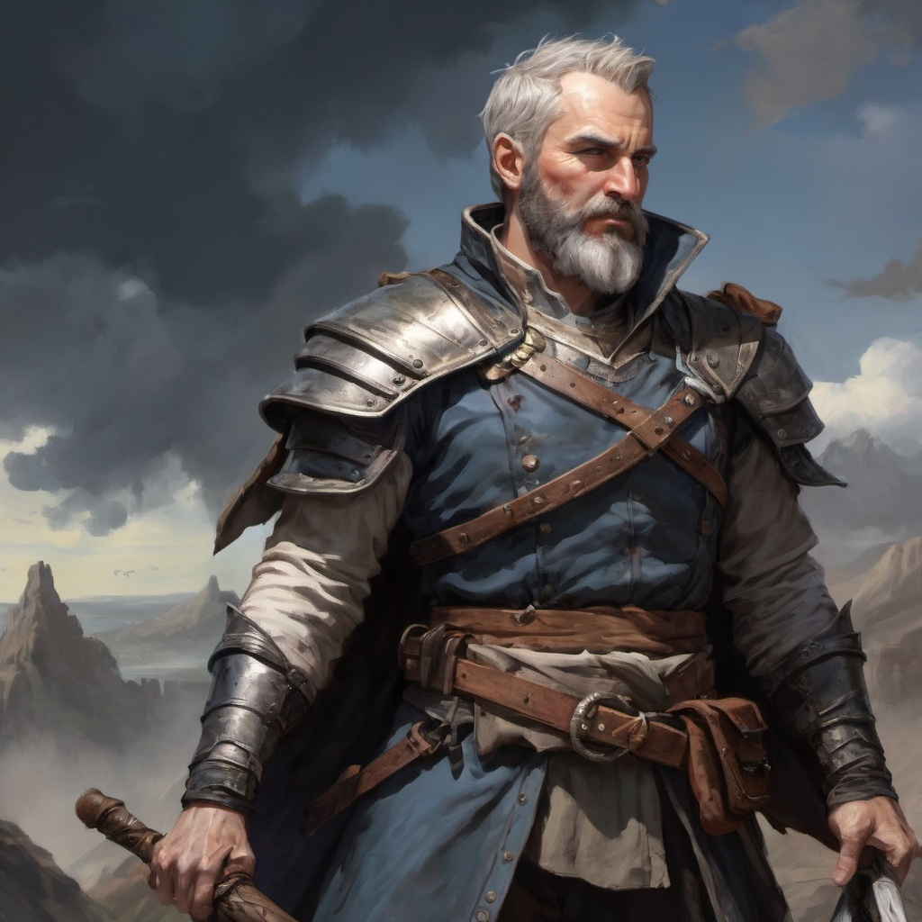 (torso) Male heavy-set mature fit bard with short-cu...