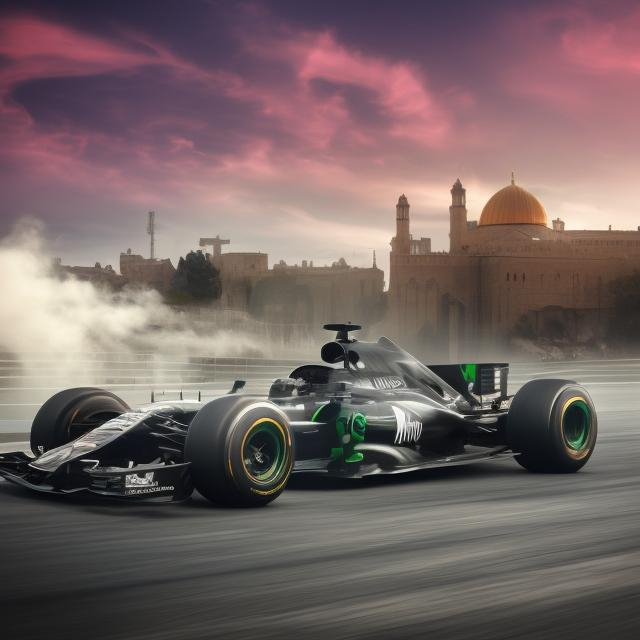 high quality image of a Black Batmobile style F1 car...