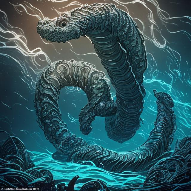 /imagine prompt: A colossal sea serpent glides throu... | OpenArt