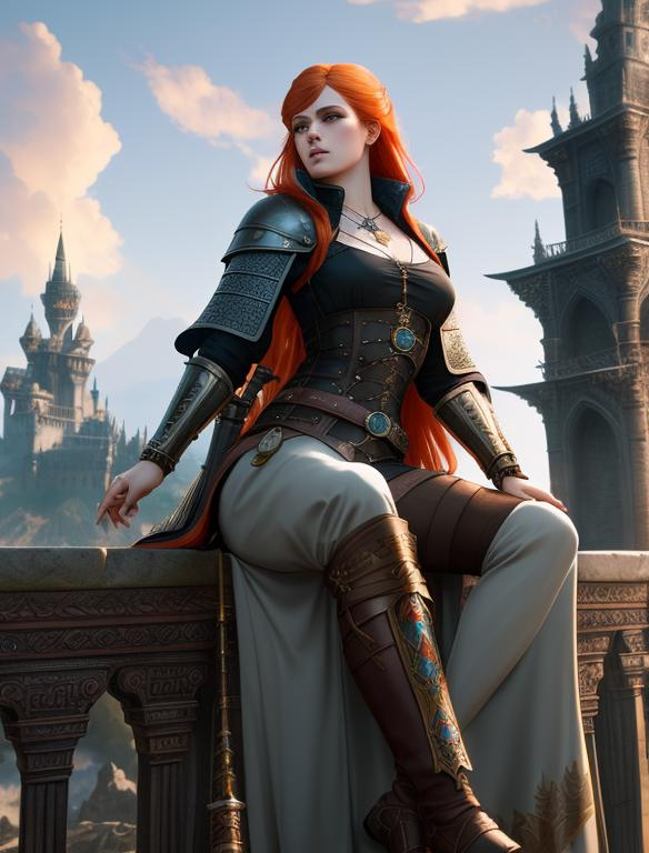 a Ginger witch, witcher 3, beautiful intricate exq...