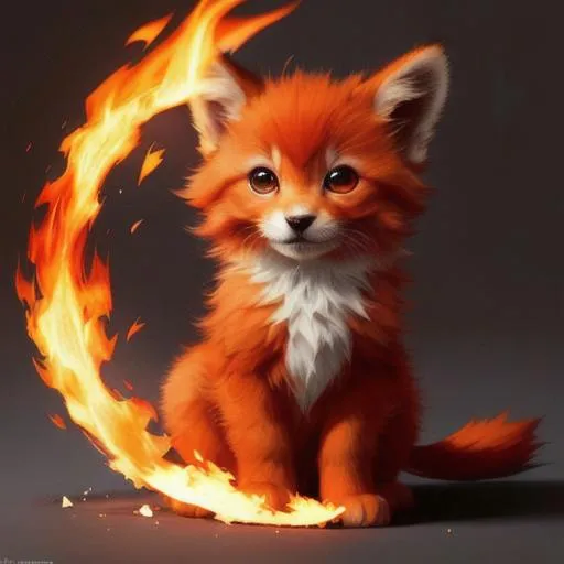 Cute, red, fluffy, fire kitten, possessing the eleme... | OpenArt