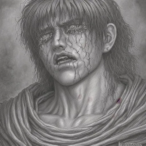 potrait of unknow king crying blood, hyper realistic... | OpenArt