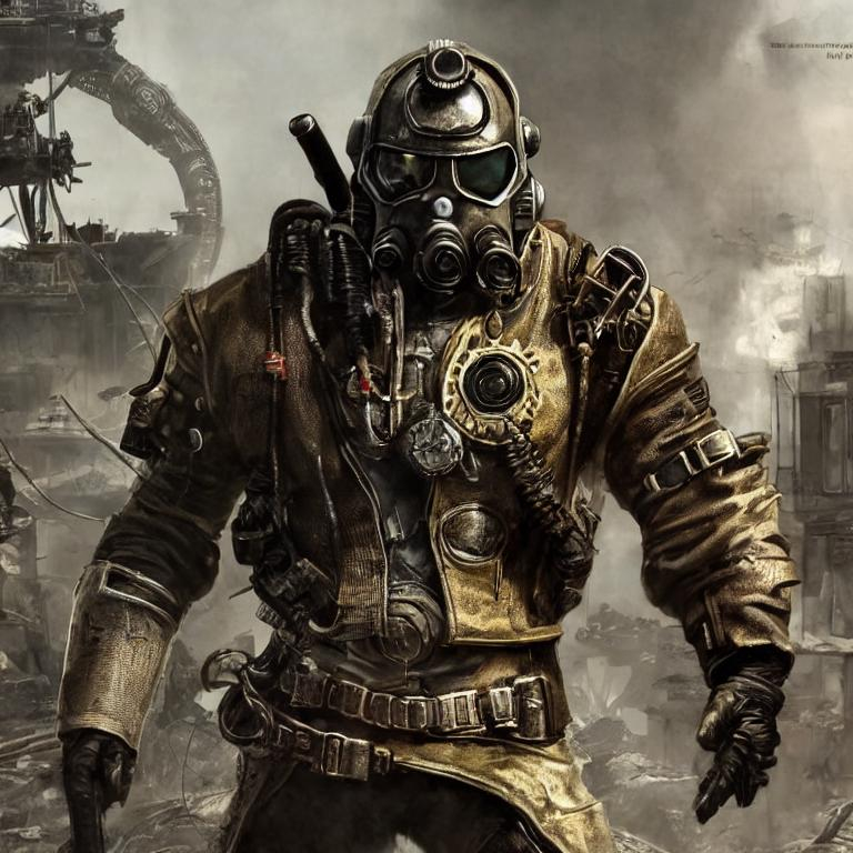 Fallout concept art, full body shot, face visible, i...