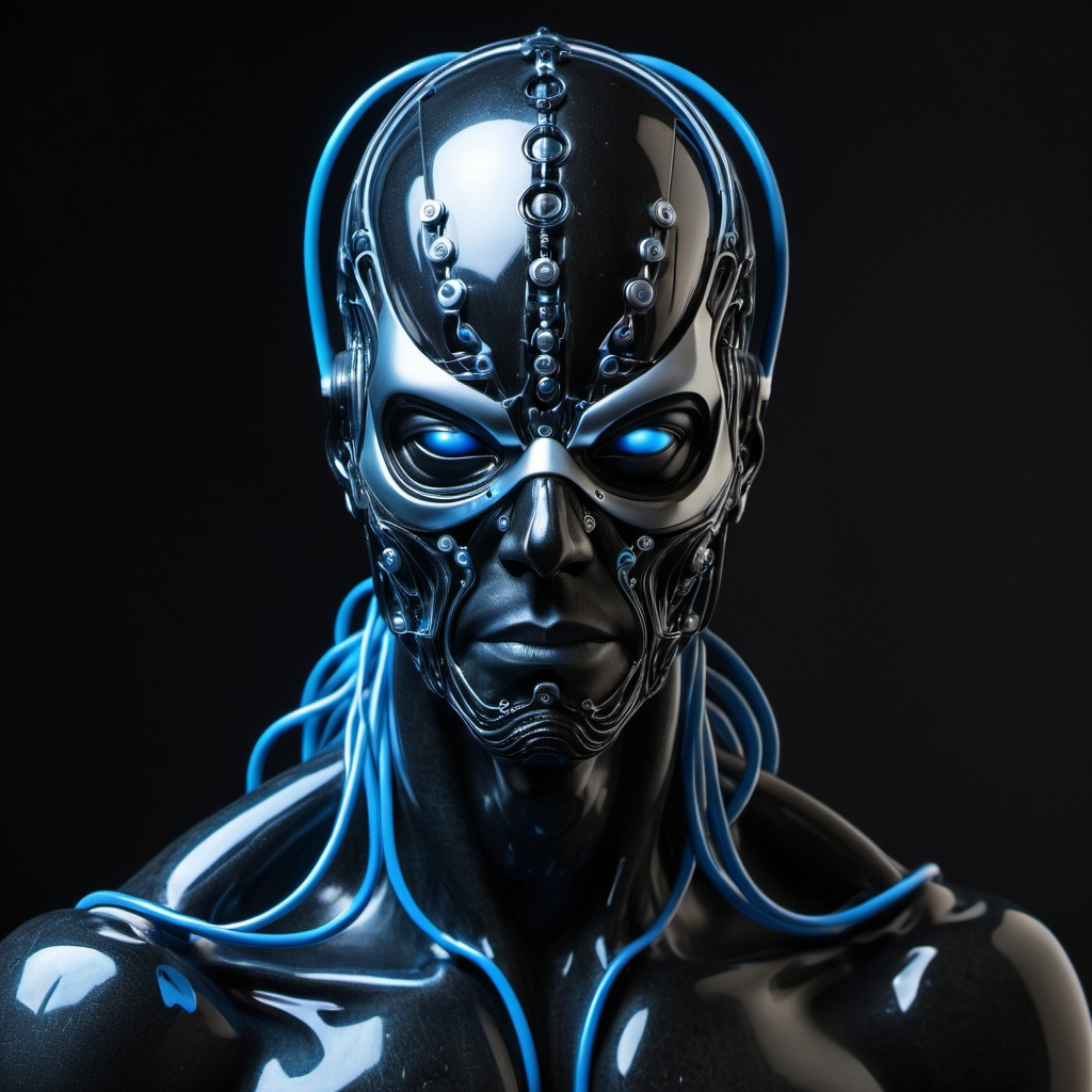 Maschera nera, cyborg uomo, alien, kraken, figurativ...