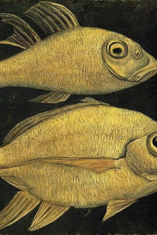 Masterpiece painting of a fish by Leonardo da Vinci