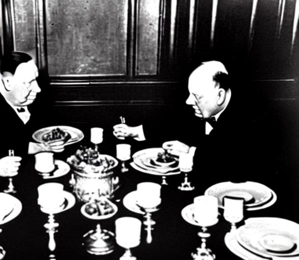 Adolf hitler eat dinner with Winston Churchill | OpenArt