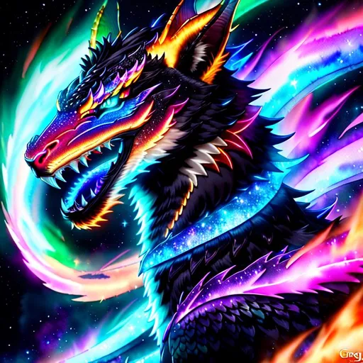 Watercolor portrait of a roaring neon purple dragon... | OpenArt