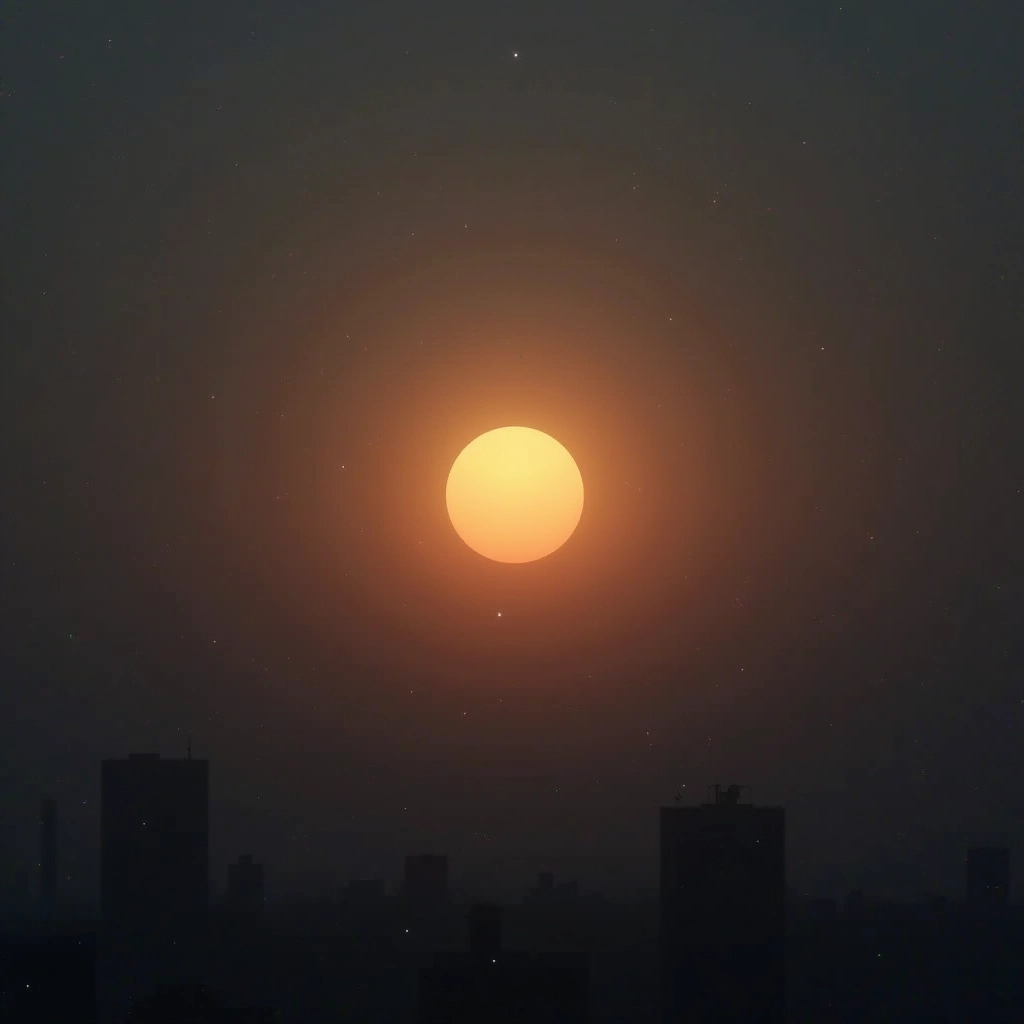 make a photo of a dim sun in the sky