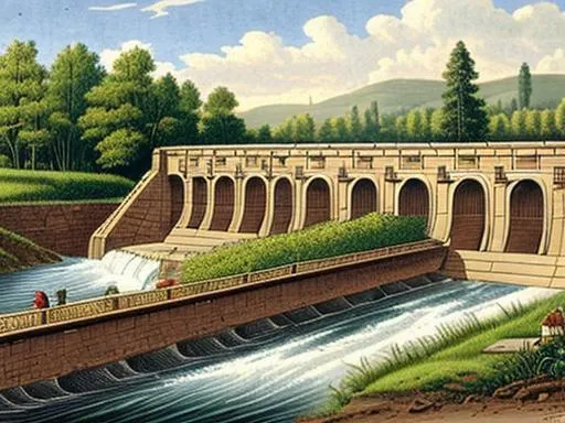 a large body of water held by a hydroelectric dam on... | OpenArt