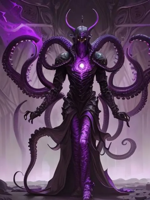 Purple knight, eldritch being, tentacles, lovecraft,... | OpenArt