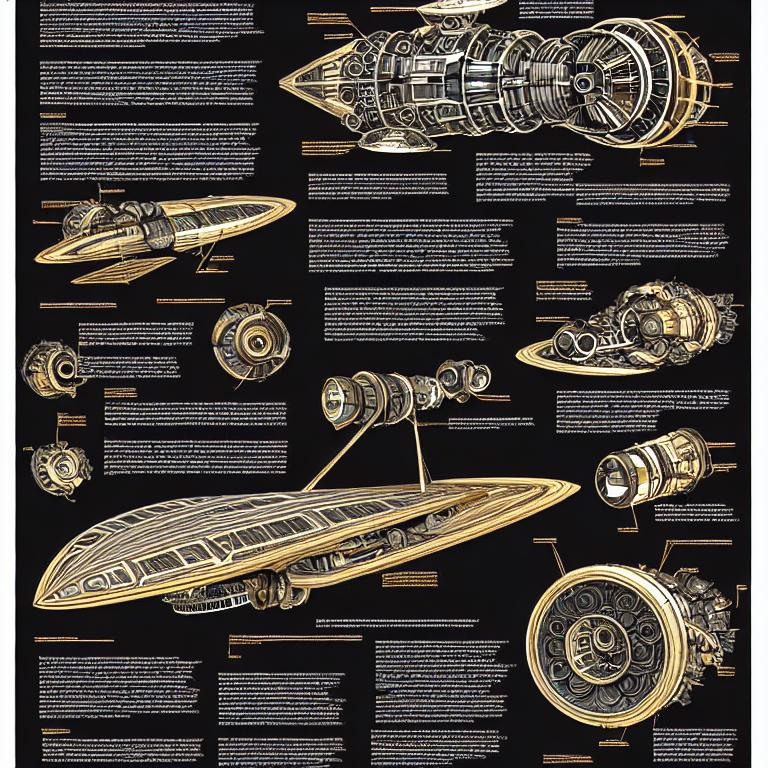 a full page design of spaceship engine, black and br... | OpenArt