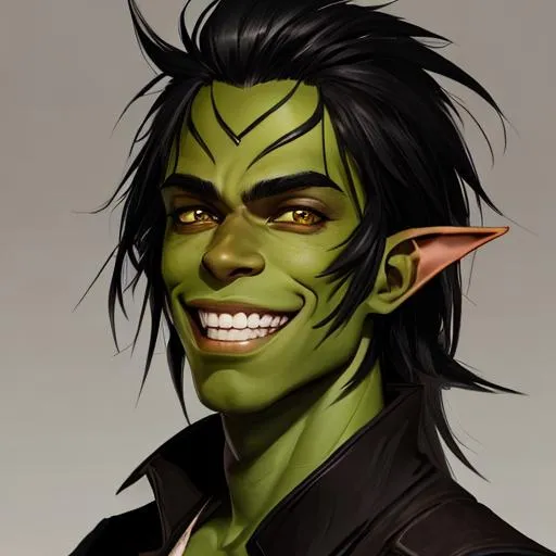a portrait of a handsome male goblin, long tangled b... | OpenArt