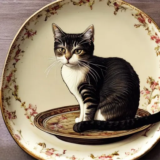 Cat on a plate