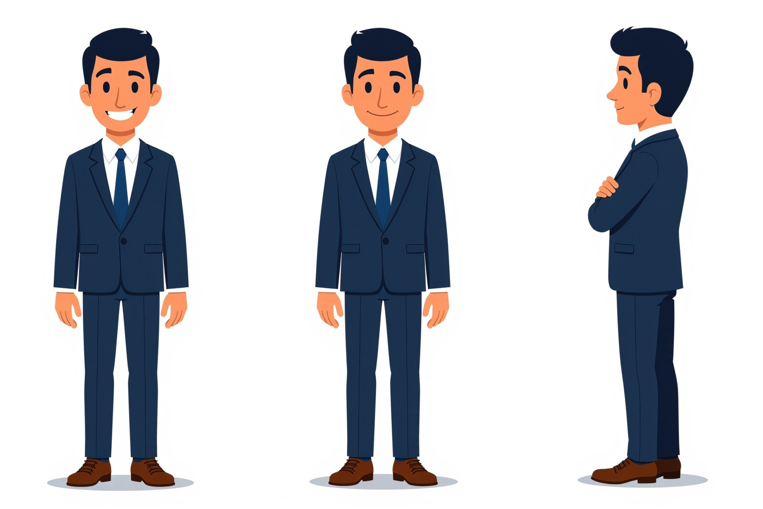 A full-body character sheet of cartoon vector busine...