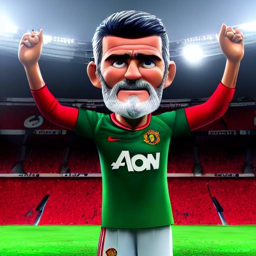 3d cartoon of Roy Keane wearing red Manchester Unite...