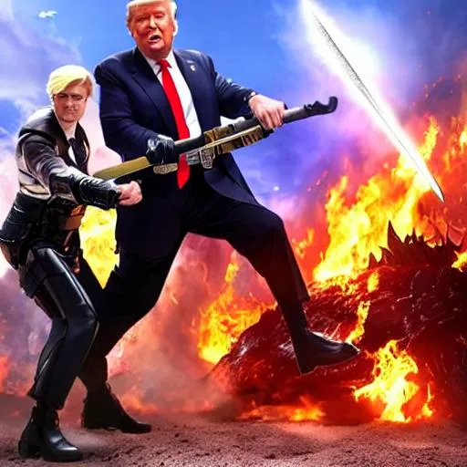 Barrack Obama fighting Doomslayer in Hell | OpenArt