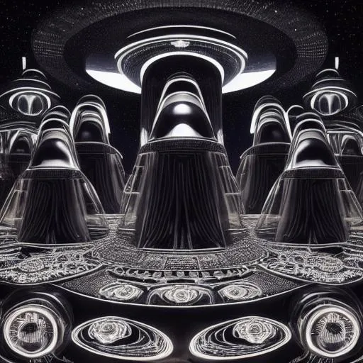 Breathtakingly detailed Image of a UFO death cult me... | OpenArt