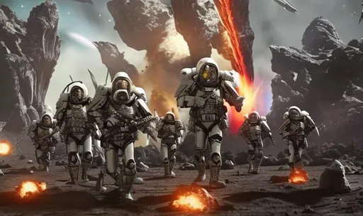 space men war vs aliens battle fire death explosions...