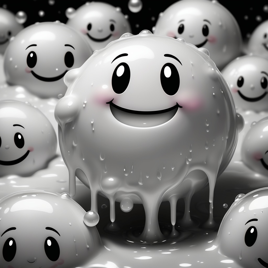 Image depicts globs of sticky, wet white goo. Evokes...