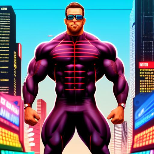 (full body shot) of a beefy android spy bodybuilder... | OpenArt