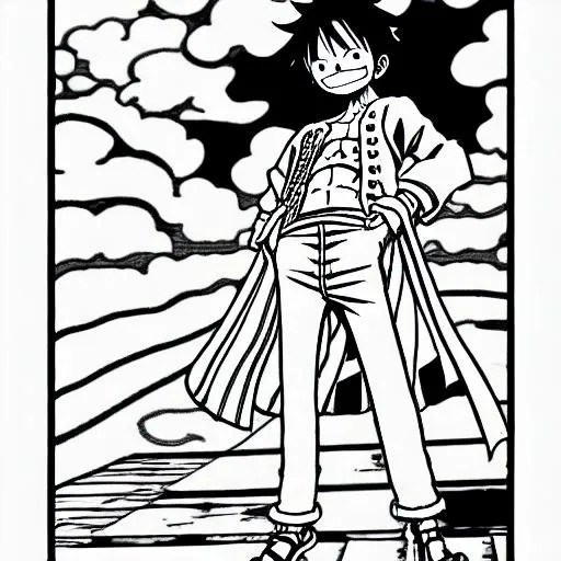 one piece manga, linework, anime style, flat ground,... | OpenArt