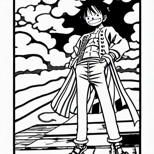 one piece manga, linework, anime style, flat ground,... | OpenArt