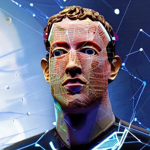 A sculpture of Mark Zuckerberg made out of recycled... | OpenArt