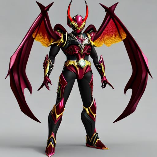 A mix of Kamen Rider and Power Ranger with a Maroon,... | OpenArt