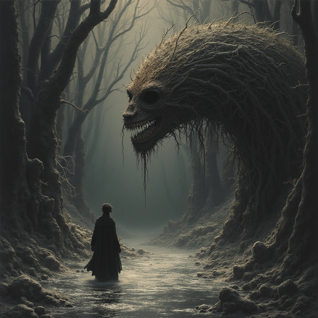 In fleshy tendrils and oily reaching coils - it come...