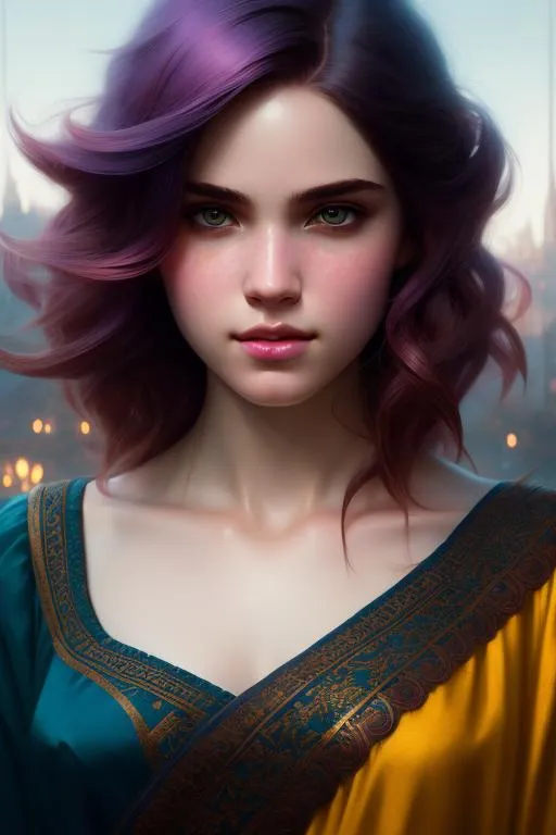 Portrait of {character} with {color} hair and with c... | OpenArt