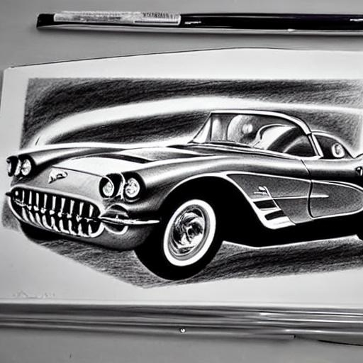 1956 Corvette Drawing | OpenArt