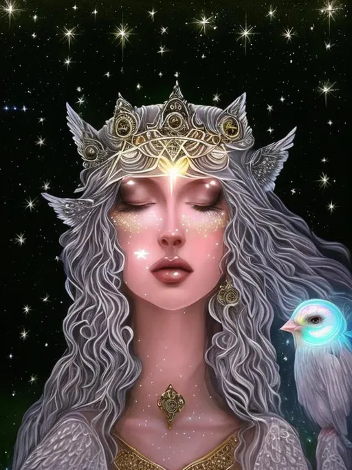 White prism goddess of light, even symmetrical face,...