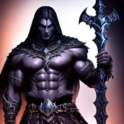 man dark elf, strong, muscular, drow, stunning, gorg...