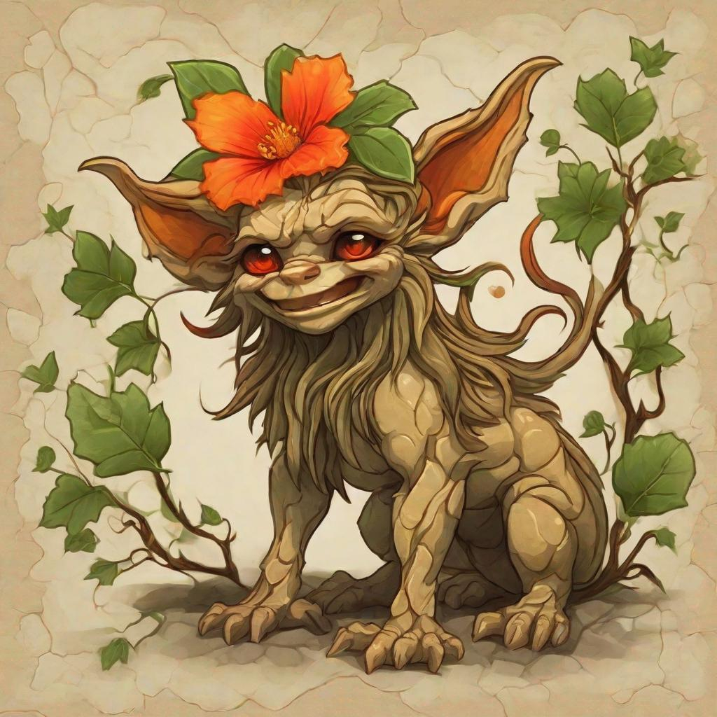 Gremlin, made of tan stone with orange veins and a t... | OpenArt